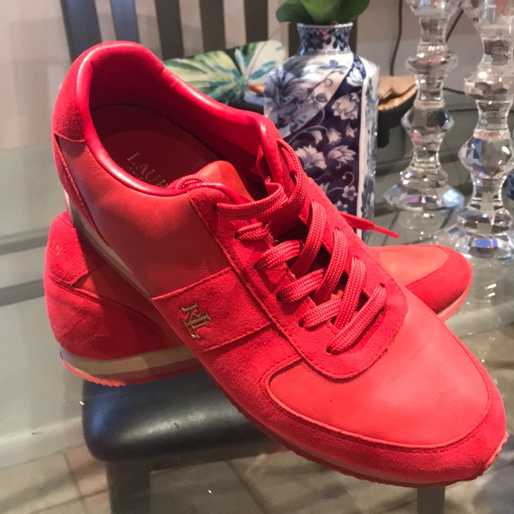 Lauren, Ralph Lauren Red Leather Sneakers - Gem